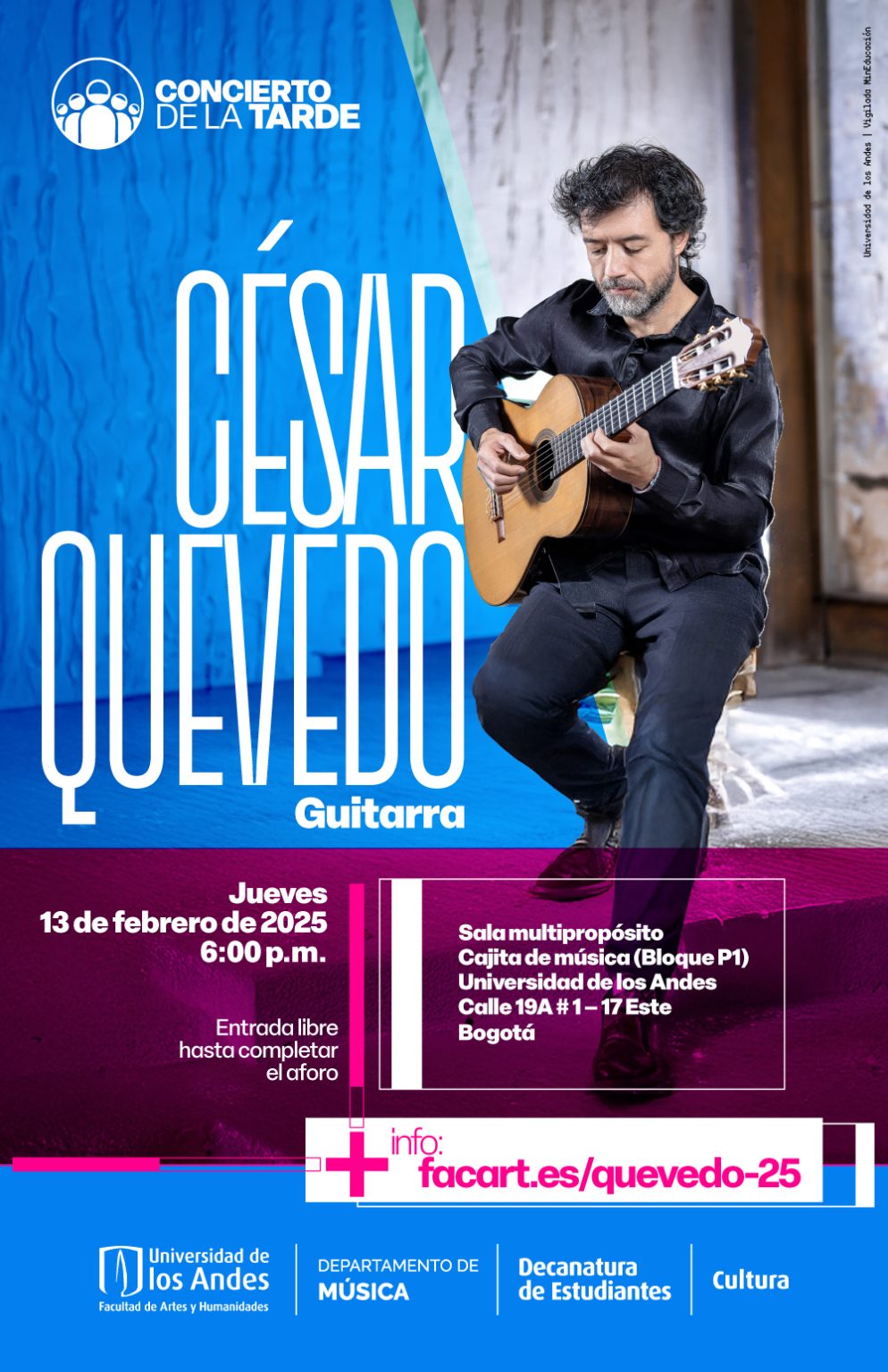 Concierto de la Tarde: César Quevedo (guitarra) - Música Uniandes